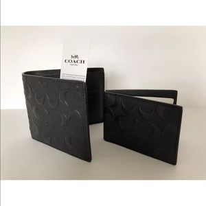 Coach | Bags | Nwt Coach Mens Signature Embossed Black Wallet | Poshmark